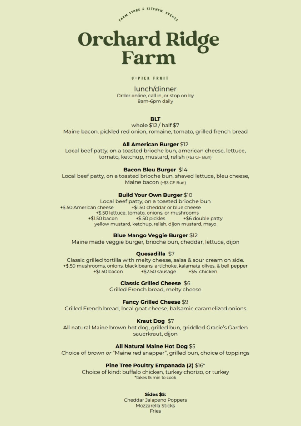 Farm Store Offerings - Orchard Ridge