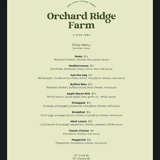 Farm Store Offerings - Orchard Ridge
